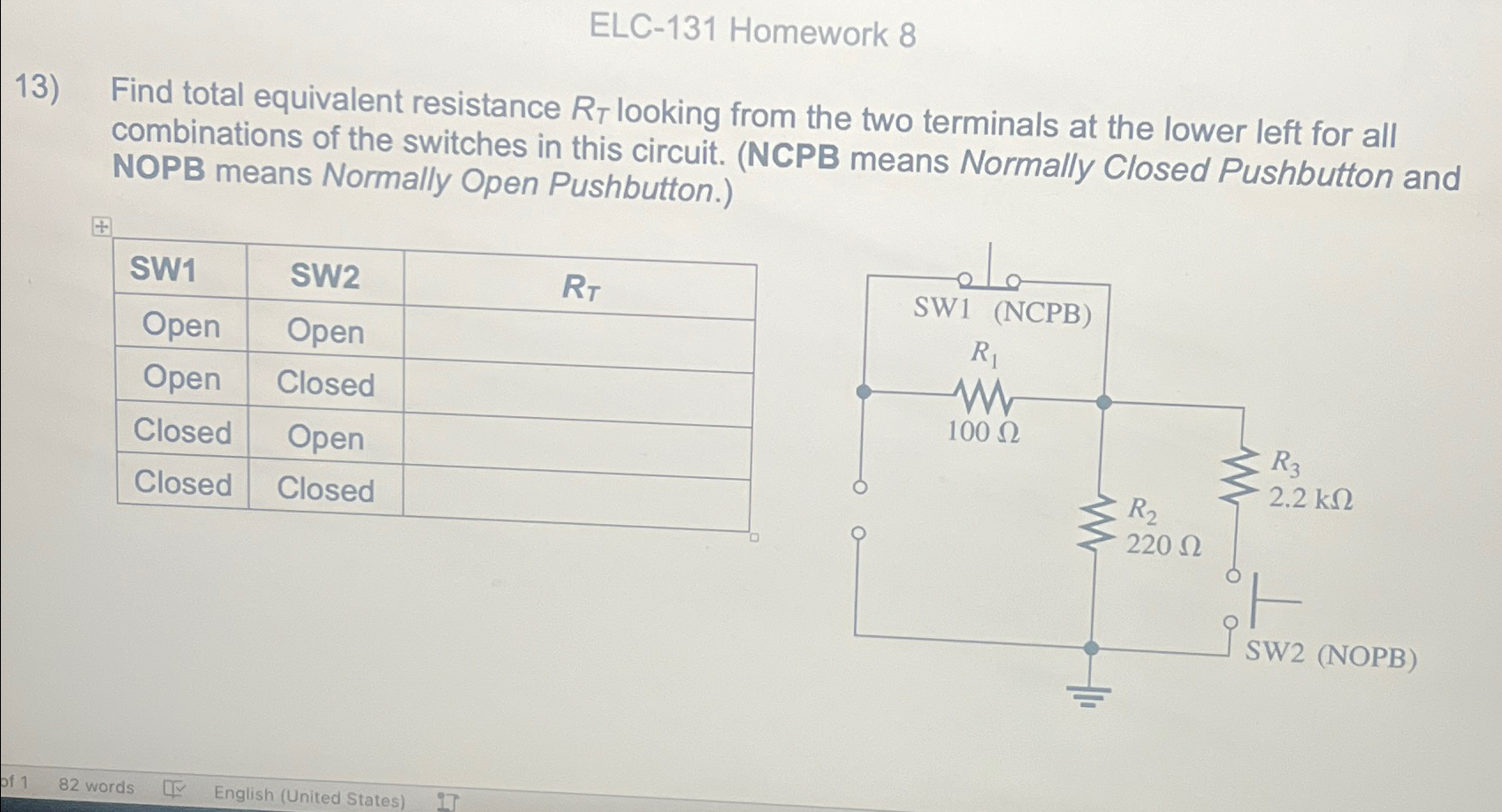 Solved ELC-131 ﻿Homework 8Find total equivalent resistance | Chegg.com