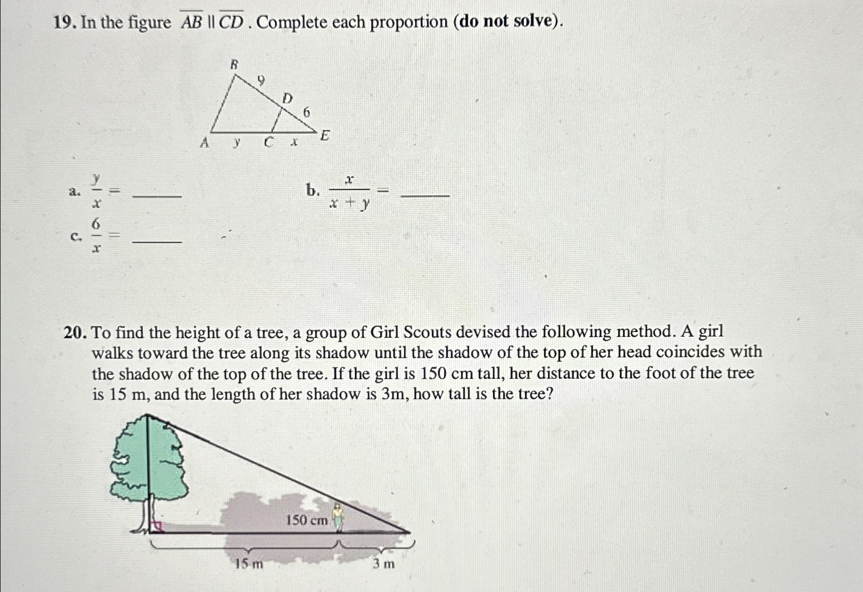 Solved In the figure |)/(b|. ﻿Complete each proportion (do | Chegg.com