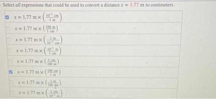 Solved Select all expressions that could be used to convert | Chegg.com
