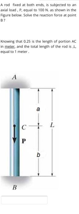 Solved A rod fixed at both ends, is subjected to an axial | Chegg.com