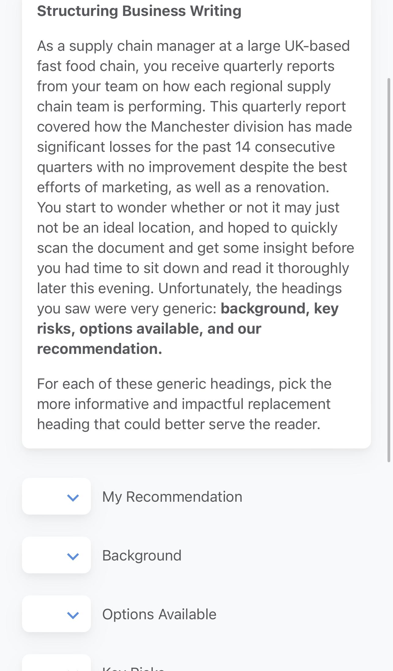 Solved Structuring Business WritingAs a supply chain manager | Chegg.com