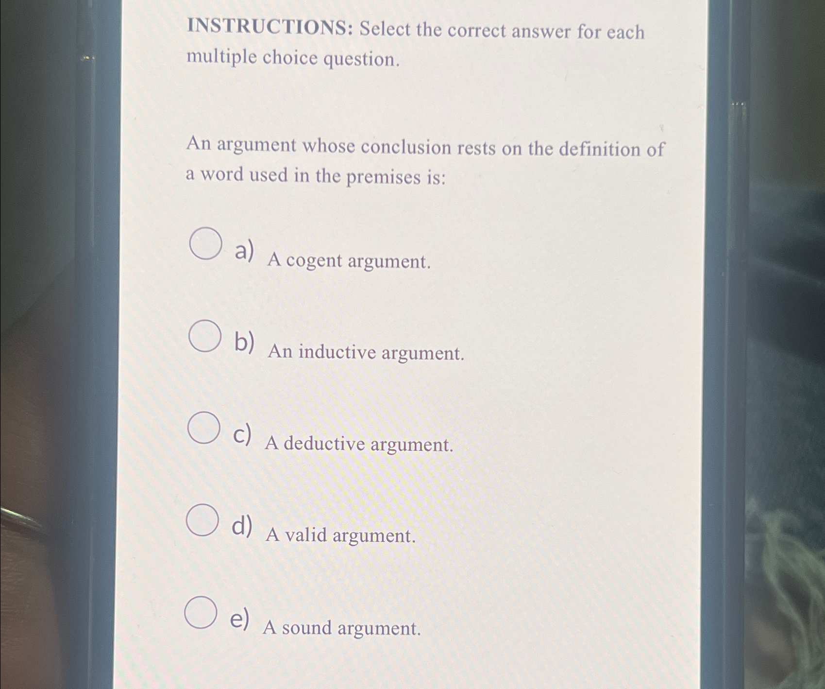 Solved INSTRUCTIONS: Select the correct answer for each | Chegg.com