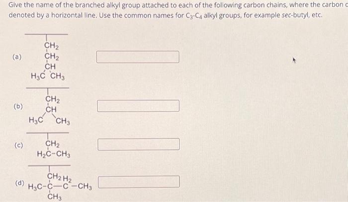 Solved Give the name of the branched alkyl group attached to | Chegg.com