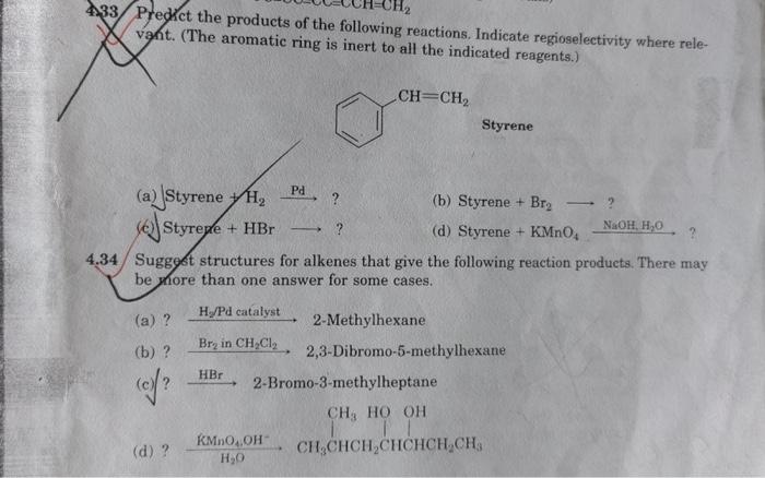 Solved 133. Predict the products of the following reactions. | Chegg.com