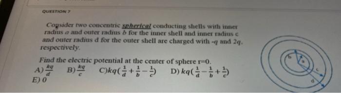 Solved QUESTION Consider two concentric spherical conducting | Chegg.com