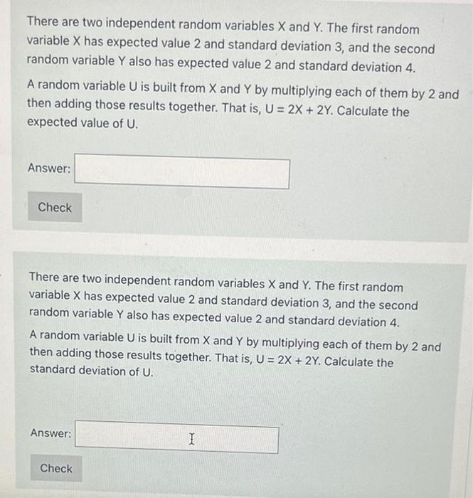 Solved There are two independent random variables X and Y. | Chegg.com