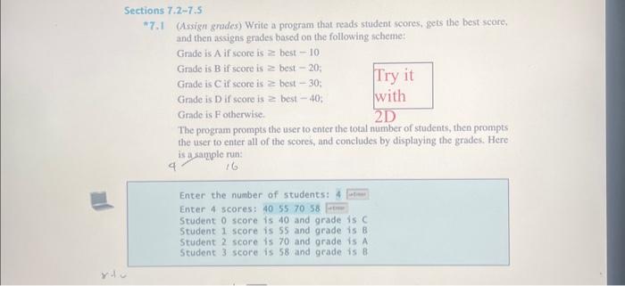 Solved *7.1 (Assign gmades) Write a program that reads | Chegg.com