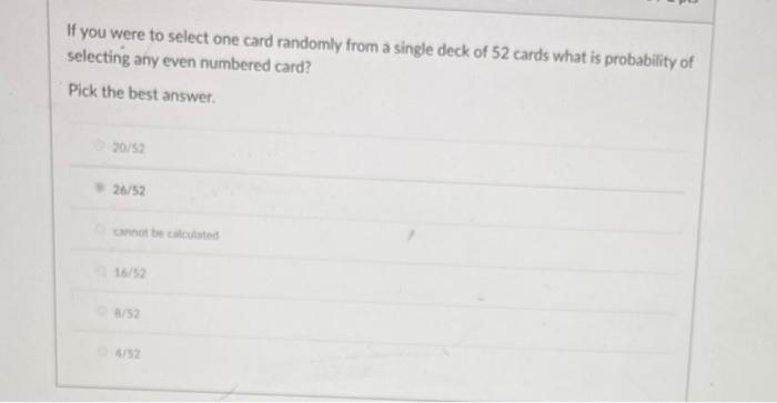 Solved If you were to select one card randomly from a single | Chegg.com