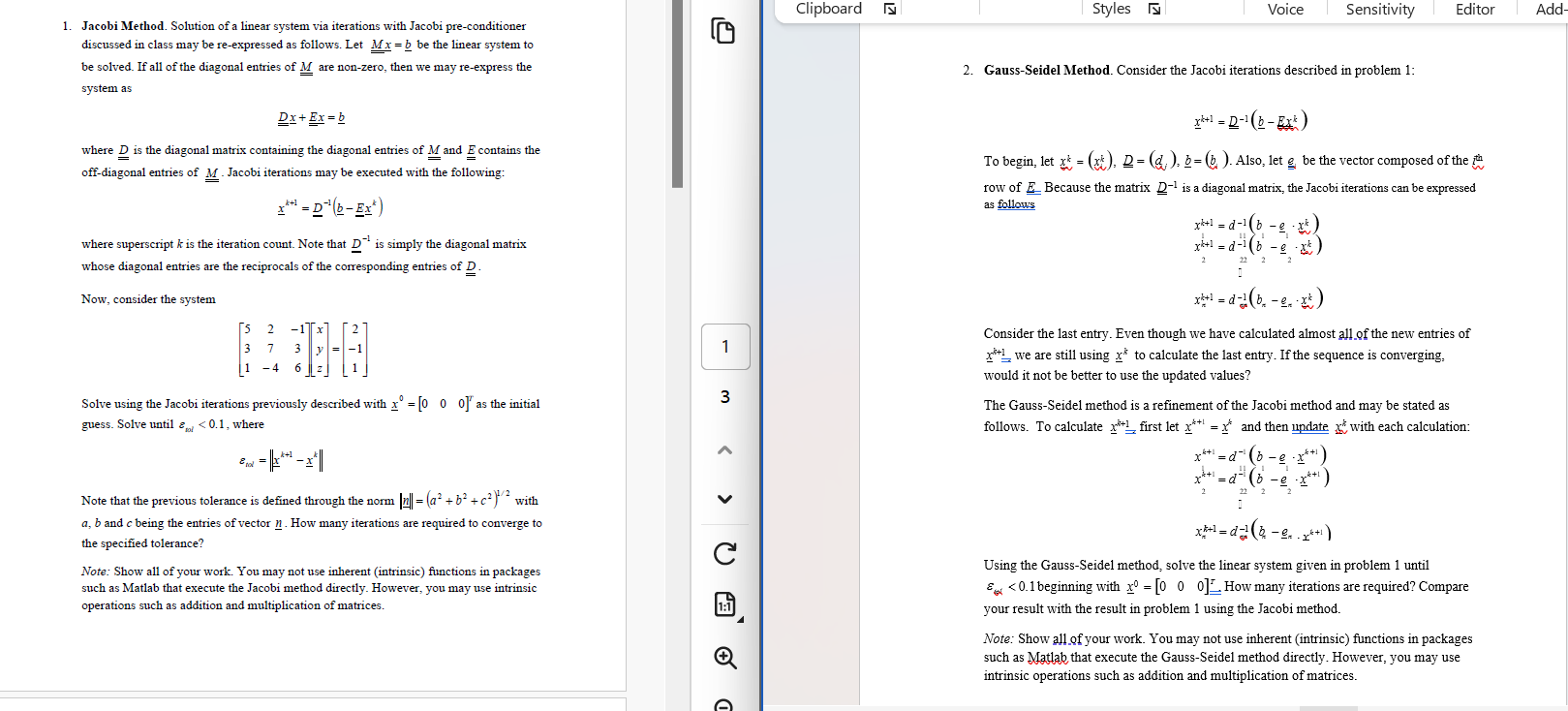 Solved Gauss-Seidel Method. Consider the Jacobi iterations | Chegg.com