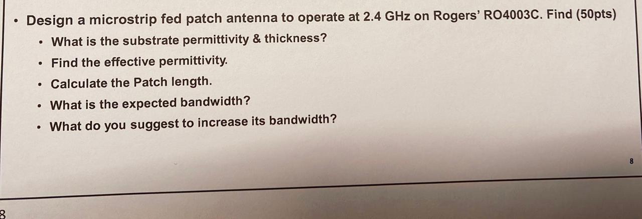 Solved Design a 50\Omega microstrip directional coupler to | Chegg.com