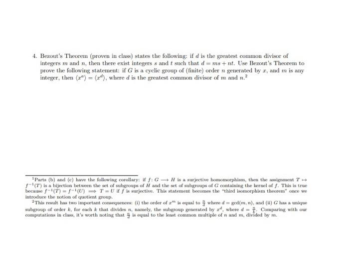 Solved 4. Bezout's Theorem (proven in class) states the | Chegg.com