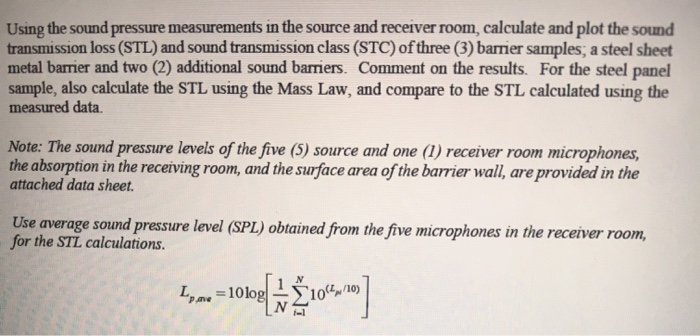Using the sound pressure measurements in the source | Chegg.com