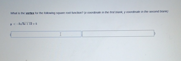Solved What is the vertex for the following square root | Chegg.com
