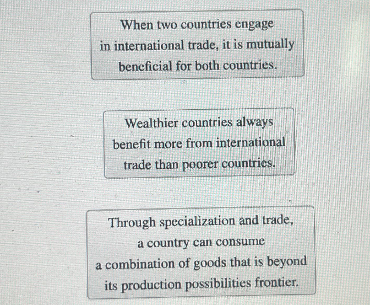 Solved When two countries engage in international trade, it | Chegg.com