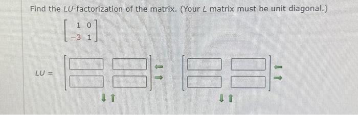 Solved Find the LU-factorization of the matrix. (Your L | Chegg.com