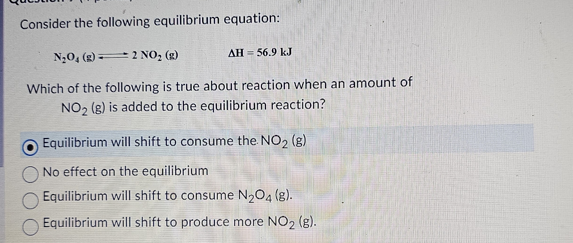 Solved Consider the following equilibrium | Chegg.com