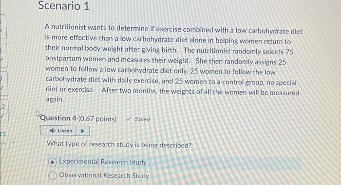 Solved A nutritionist wants to determine if exercise | Chegg.com