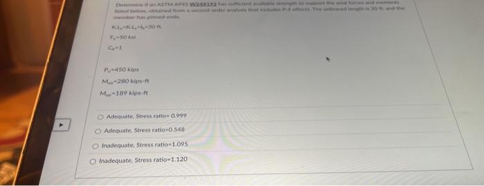 Solved Determine if an A5TM A992 W24X192 has suthcient | Chegg.com