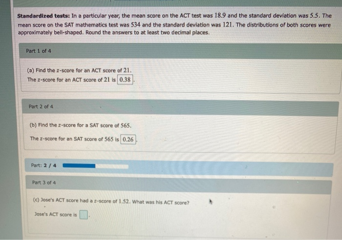 Solved Standardized tests: In a particular year, the mean | Chegg.com