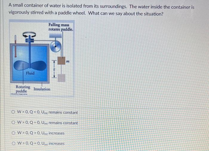 Solved A small container of water is isolated from its | Chegg.com
