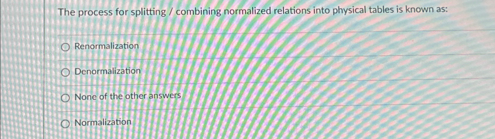 Solved The process for splitting / ﻿combining normalized | Chegg.com