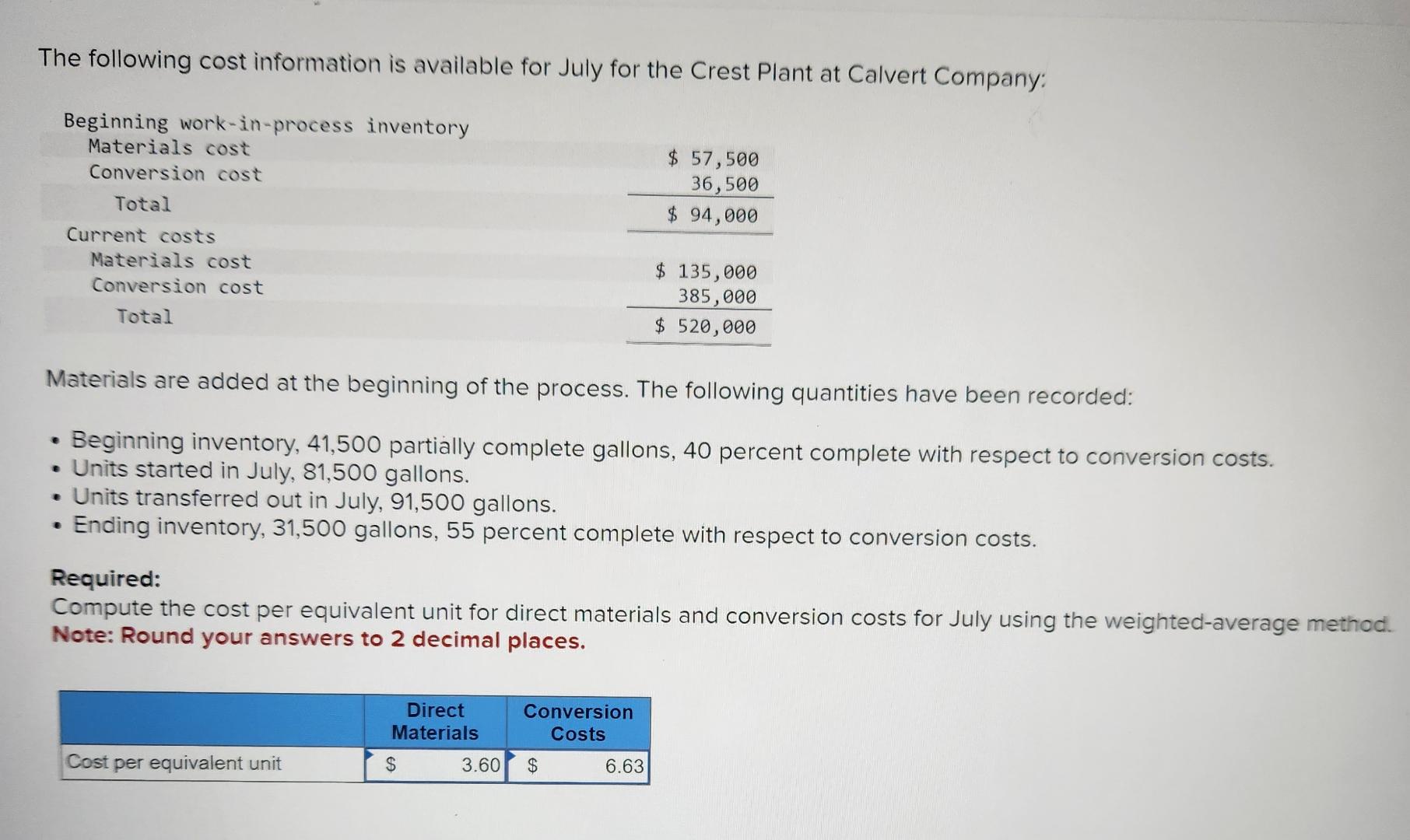 Solved The following cost information is available for July | Chegg.com