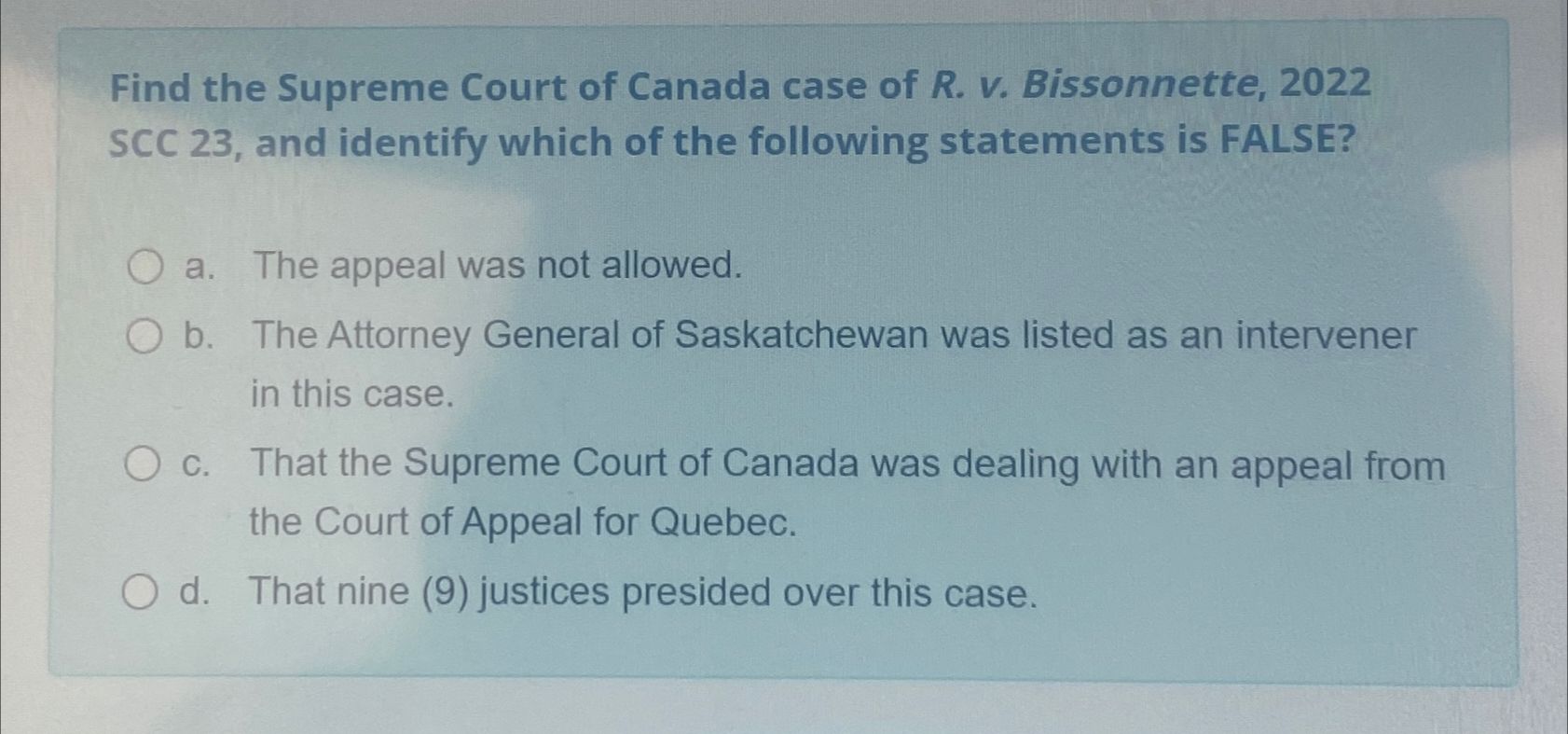 Solved Find the Supreme Court of Canada case of R. ﻿v. | Chegg.com