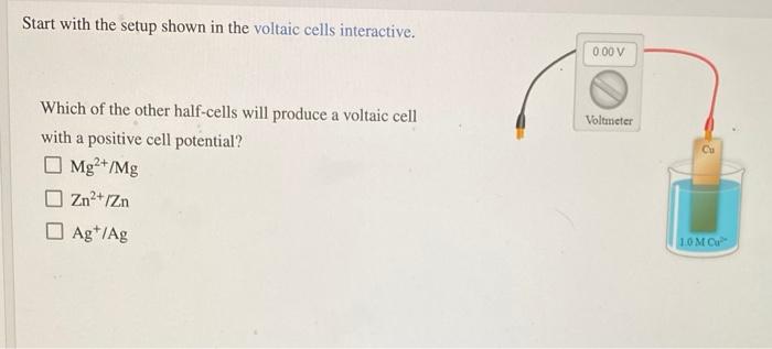 Solved Start with the setup shown in the voltaic cells | Chegg.com