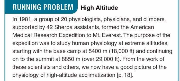 Solved RUNNING PROBLEM High Altitude In 1981, a group of 20 | Chegg.com