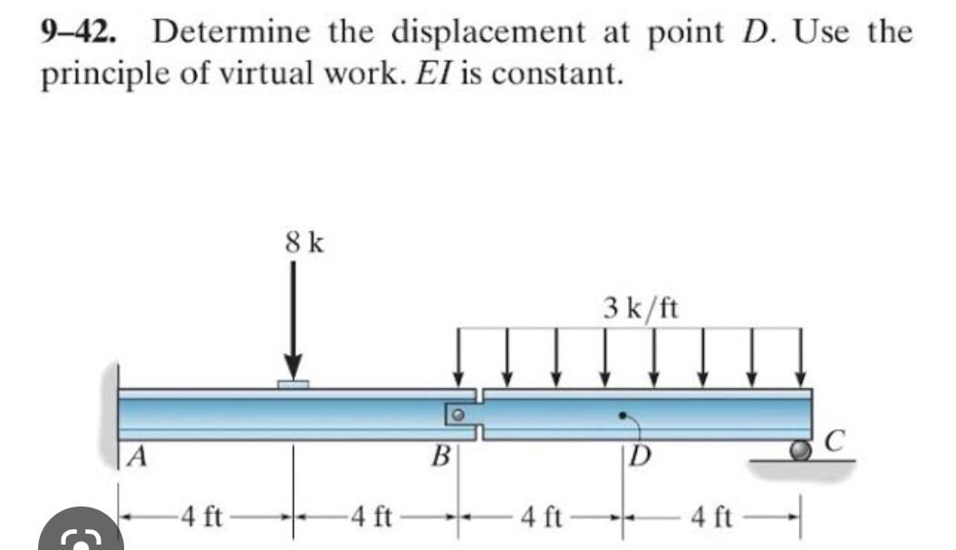 Solved 9-42. Determine the displacement at point D. Use the | Chegg.com