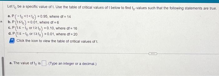 Solved Let t0 be a specific value of t. Use the table of | Chegg.com