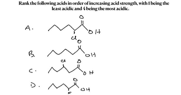 Solved Rank the following acids in order of increasing acid | Chegg.com