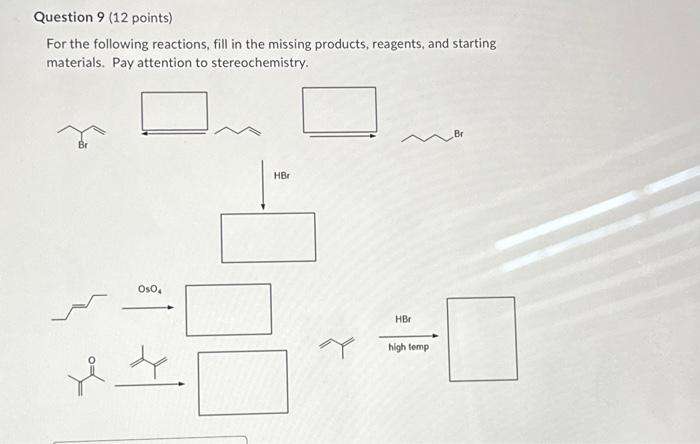 Solved Question 9 (12 points) For the following reactions, | Chegg.com