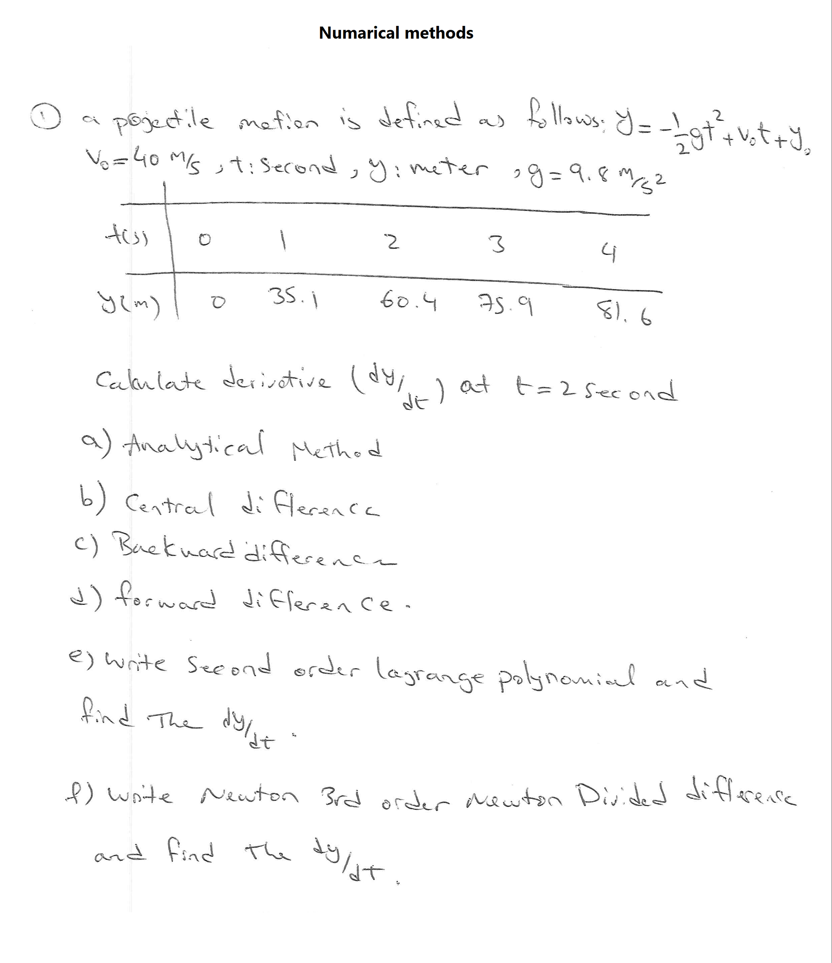 Solved Numarical methods ( ﻿step by step required)(1) ﻿a | Chegg.com