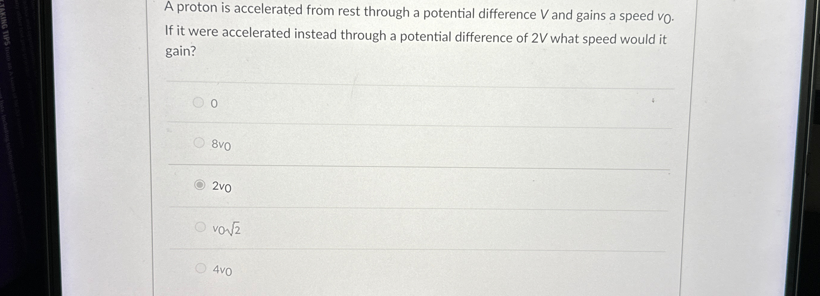 Solved A proton is accelerated from rest through a potential | Chegg.com