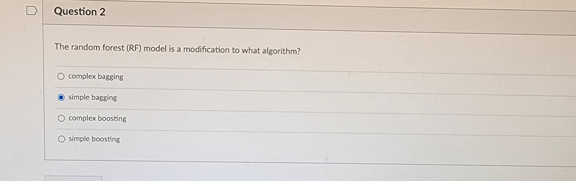 Solved Question 2the Random Forest Rf model Is A