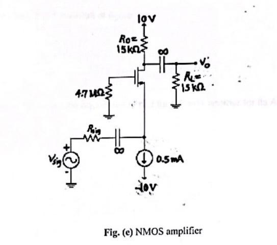 Solved Fig. (e) NMOS amplifier21) What type of amplifier is | Chegg.com