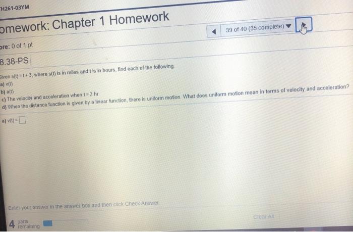Solved H261-03YM mework: Chapter 1 Homework 39 of 40 (35 | Chegg.com