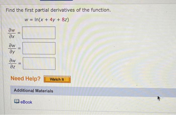 Solved Find the first partial derivatives of the function. | Chegg.com