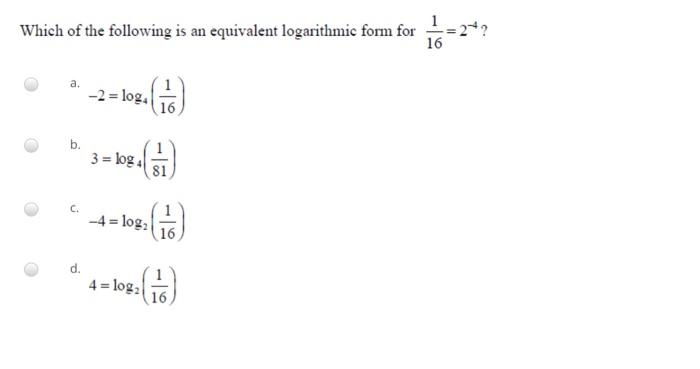 Solved Which of the following is an equivalent logarithmic | Chegg.com
