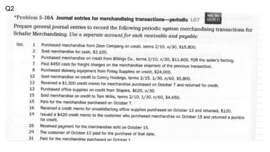 Solved "Problem 5-10A Journal entries for merchandising | Chegg.com