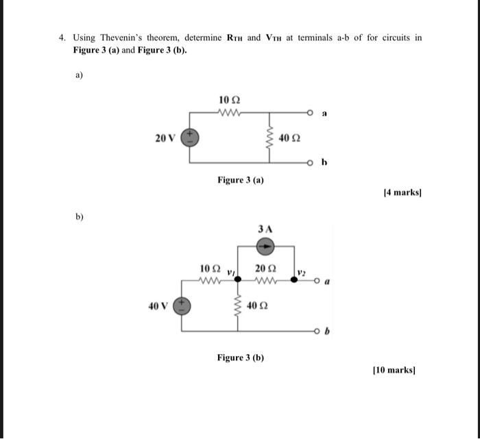 Solved 4. Using Thevenin's theorem, determine Rth and VTH at | Chegg.com