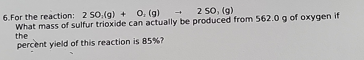 Solved For the reaction: 2SO2(g)+O2(g)→2SO3(g)What mass of | Chegg.com