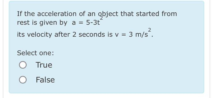 Solved If the acceleration of an object that started from | Chegg.com
