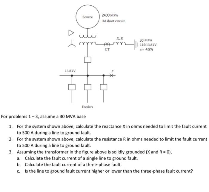 For problems 1−3, assume a 30MVA base 1. For the | Chegg.com