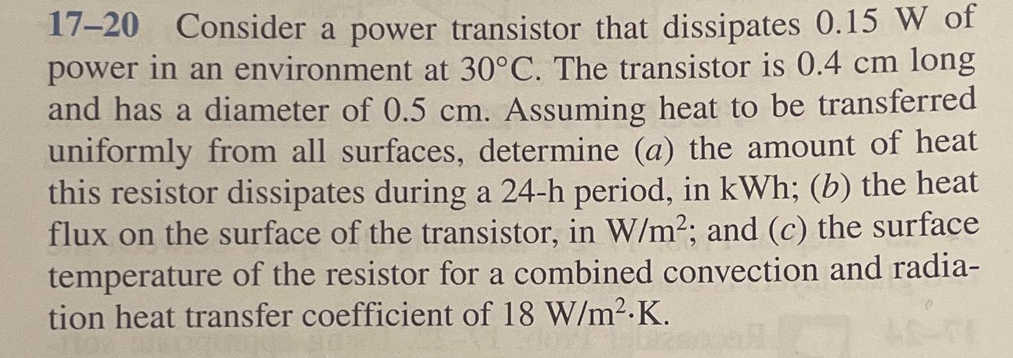 Solved 17-20 ﻿Consider a power transistor that dissipates | Chegg.com
