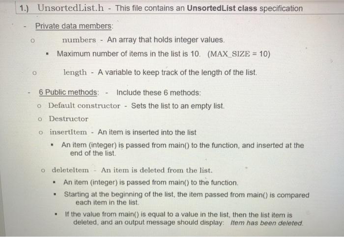 Solved HW_3a Create an array-based Unsorted List data | Chegg.com