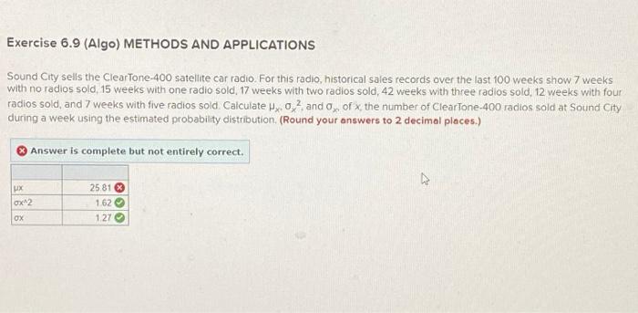 Solved Exercise 6.9 (Algo) METHODS AND APPLICATIONS Sound | Chegg.com