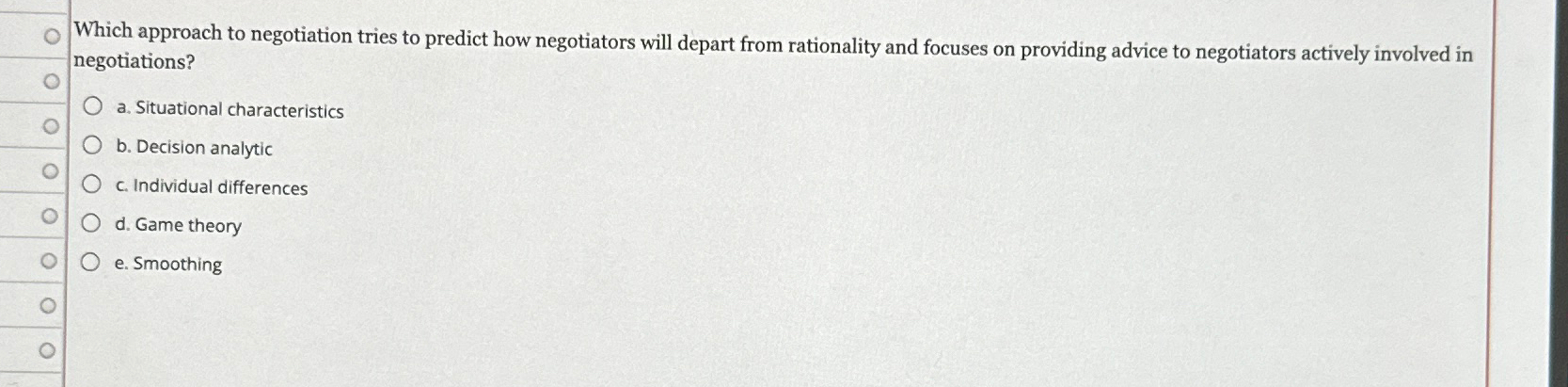 Solved Which approach to negotiation tries to predict how | Chegg.com
