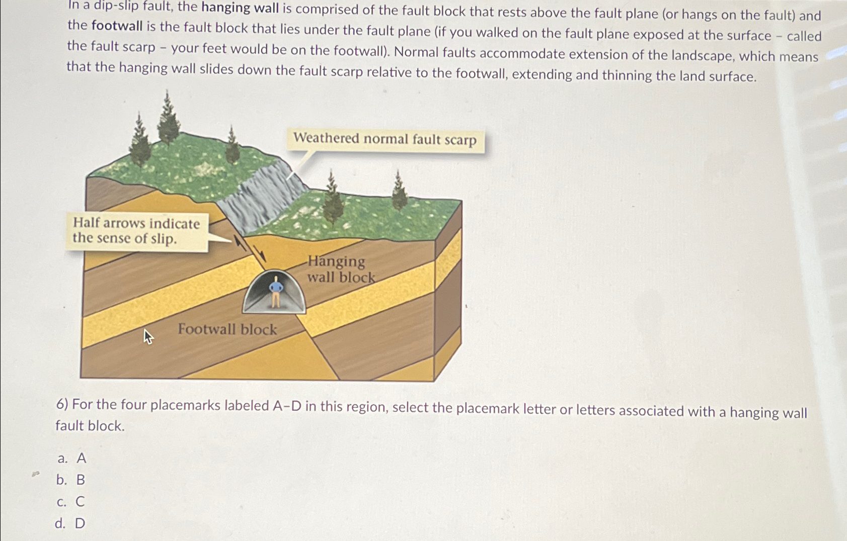 Solved In a dip-slip fault, the hanging wall is comprised of | Chegg.com